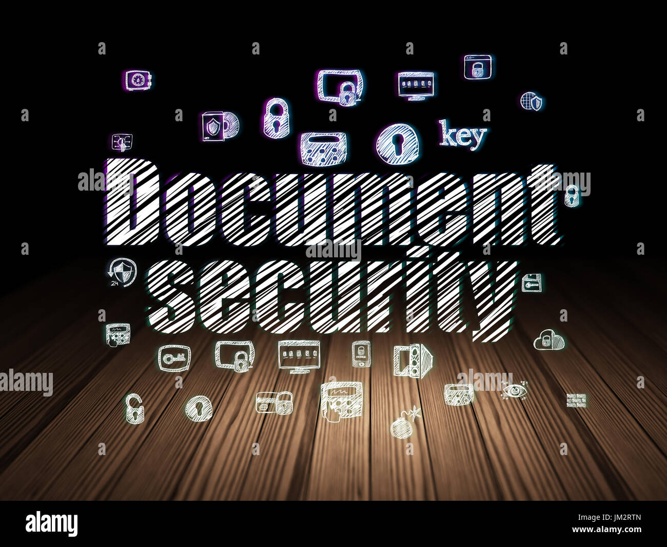 Protection concept: Document Security in grunge dark room Stock Photo ...