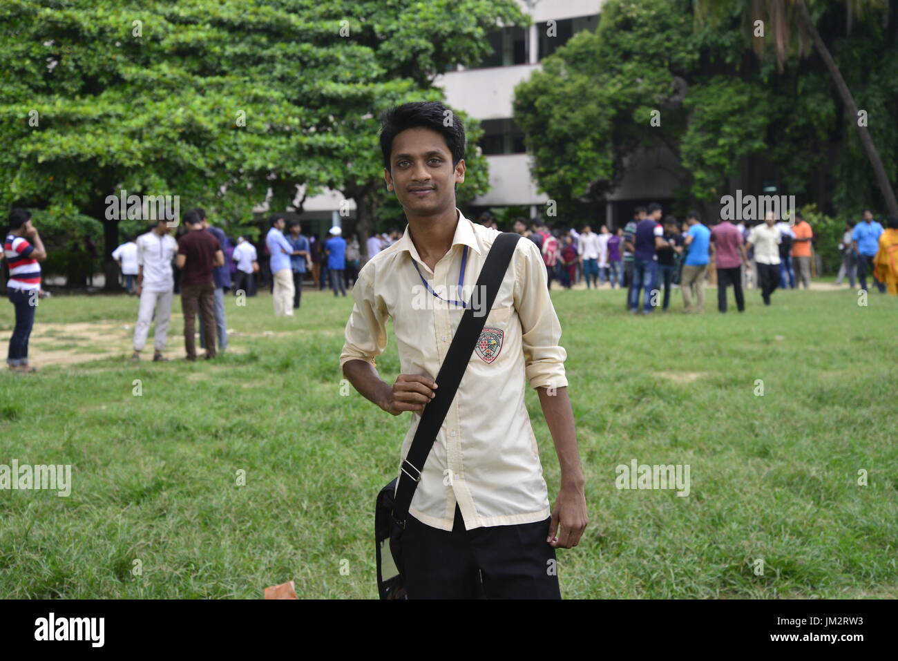 Bangladeshi collage students walking on the collage ground at class ...