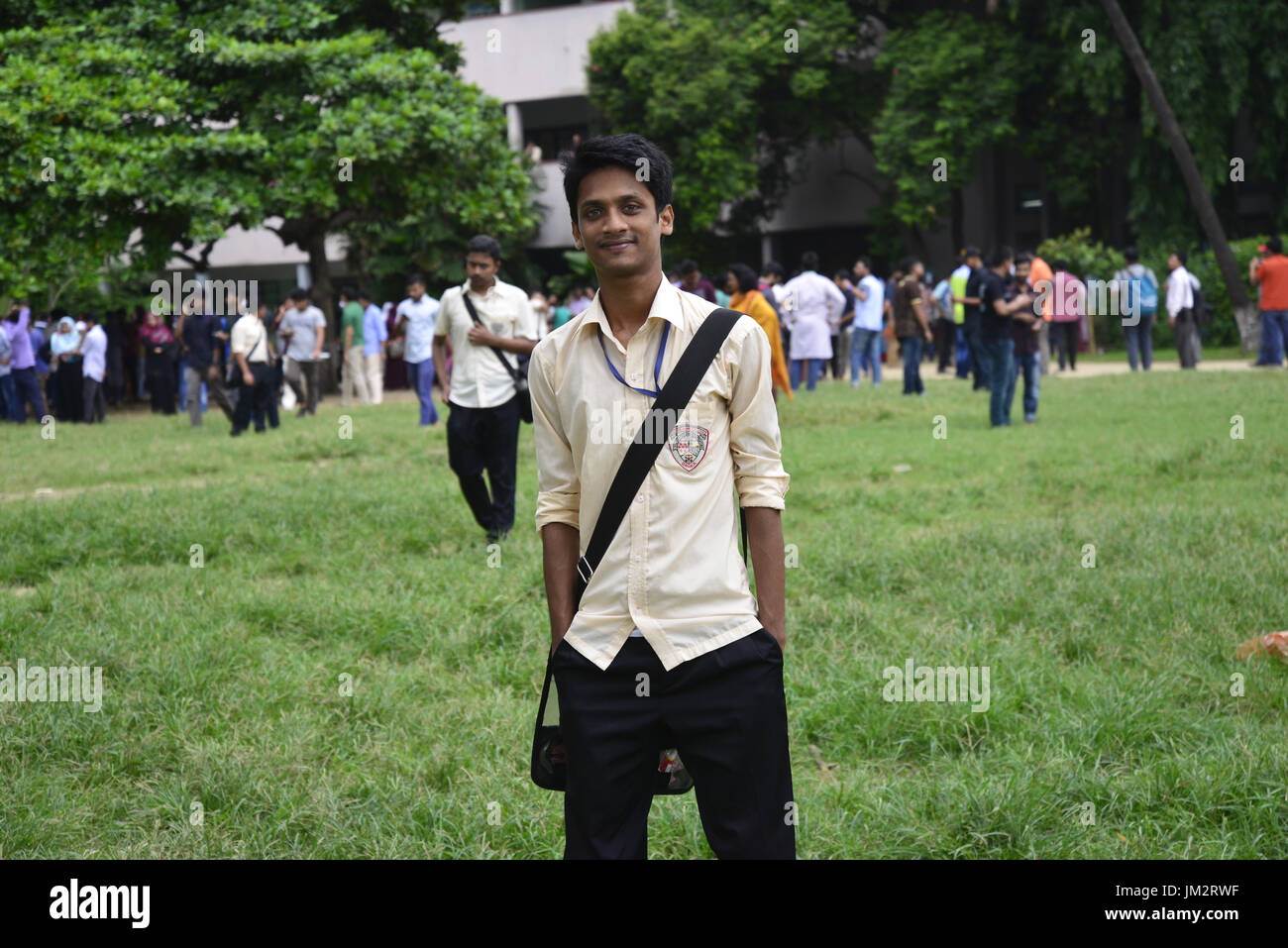 Bangladeshi collage students walking on the collage ground at class ...