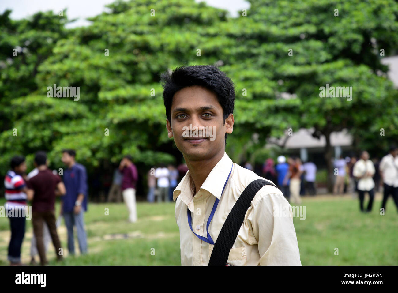 Bangladeshi collage students walking on the collage ground at class ...