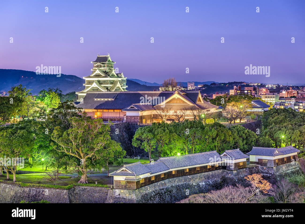 Kumamoto, Japan at Kumamoto Castle at night Stock Photo - Alamy