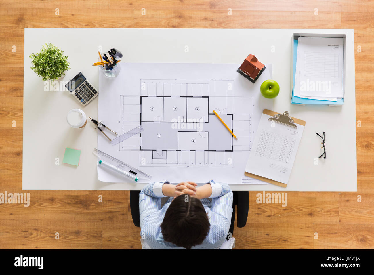 Architect blueprint house hi-res stock photography and images - Alamy