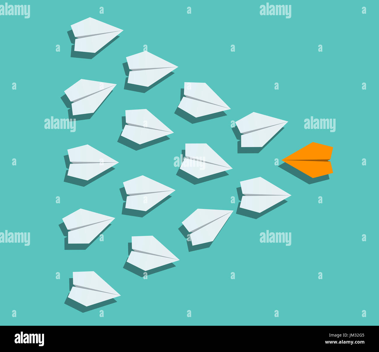 Being different concept with yellow paper plane going in a different ...