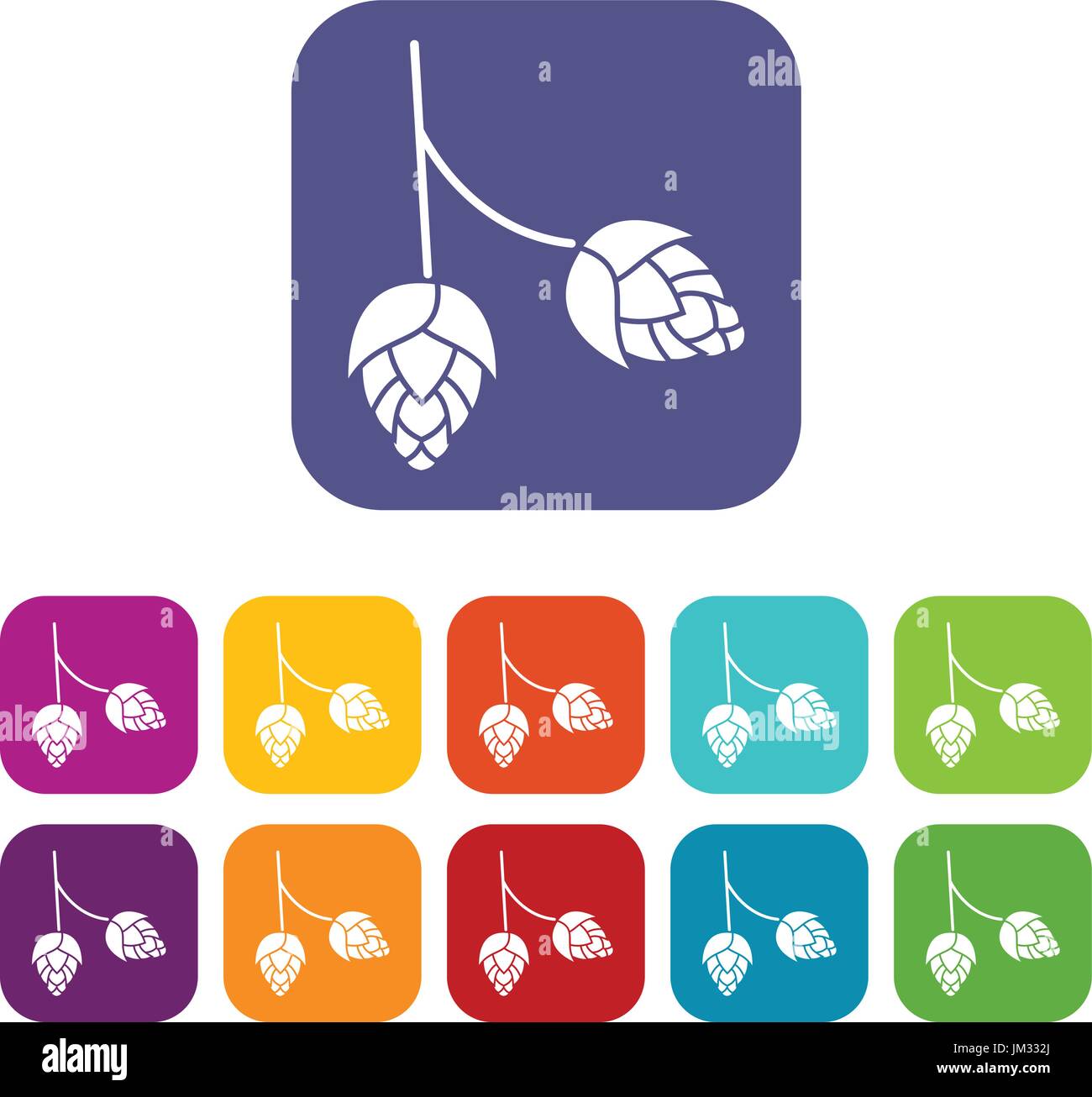 Branch of hops icons set Stock Vector Image & Art - Alamy