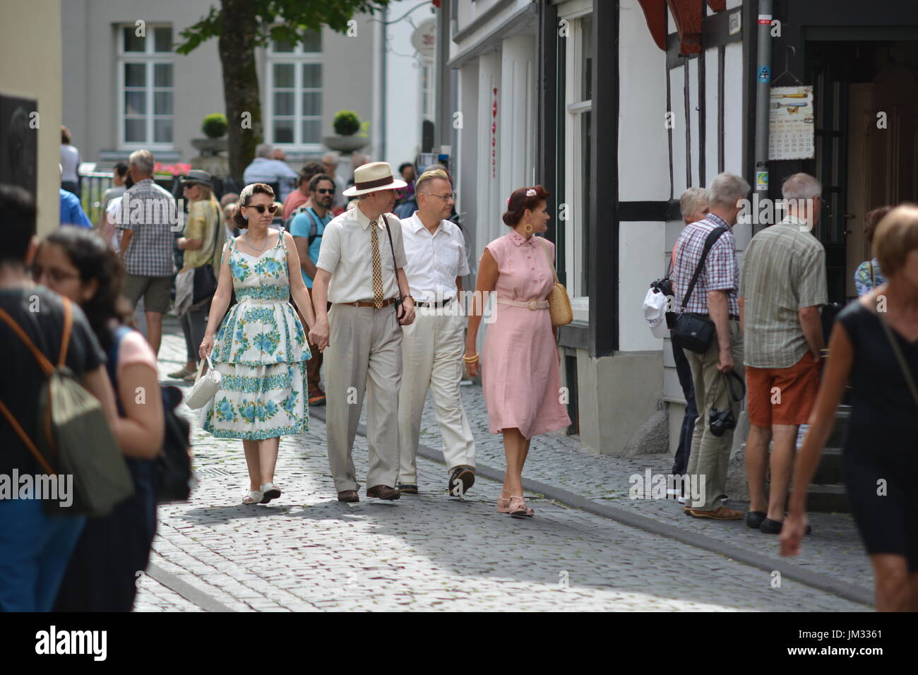 Monschau, Germany - July 22, 2017: People in old-fashioned clothing ...
