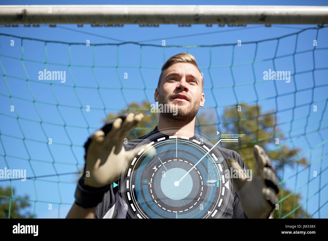 goalkeeper or soccer player at football goal Stock Photo - Alamy