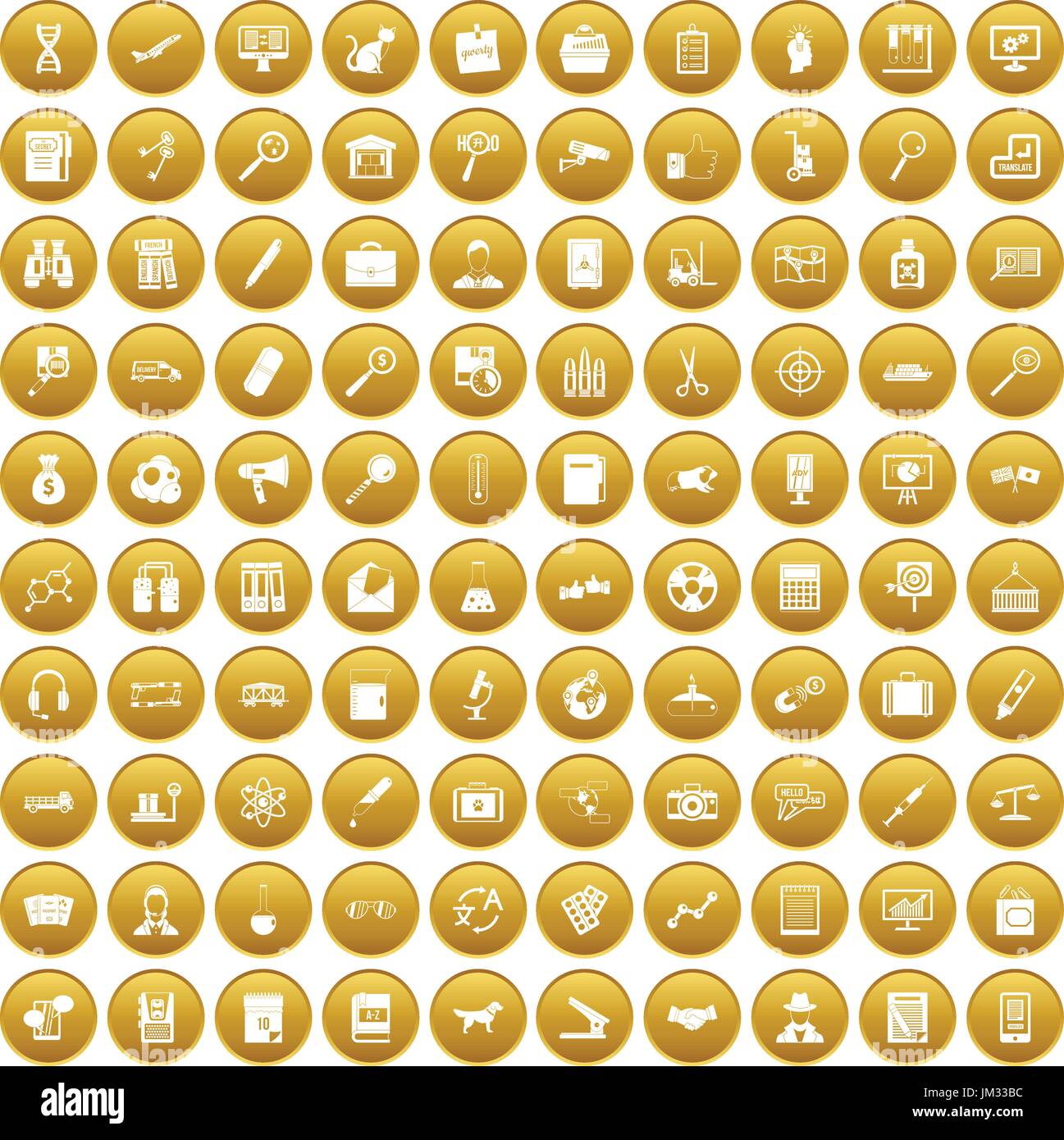 100 magnifier icons set gold Stock Vector Image & Art - Alamy