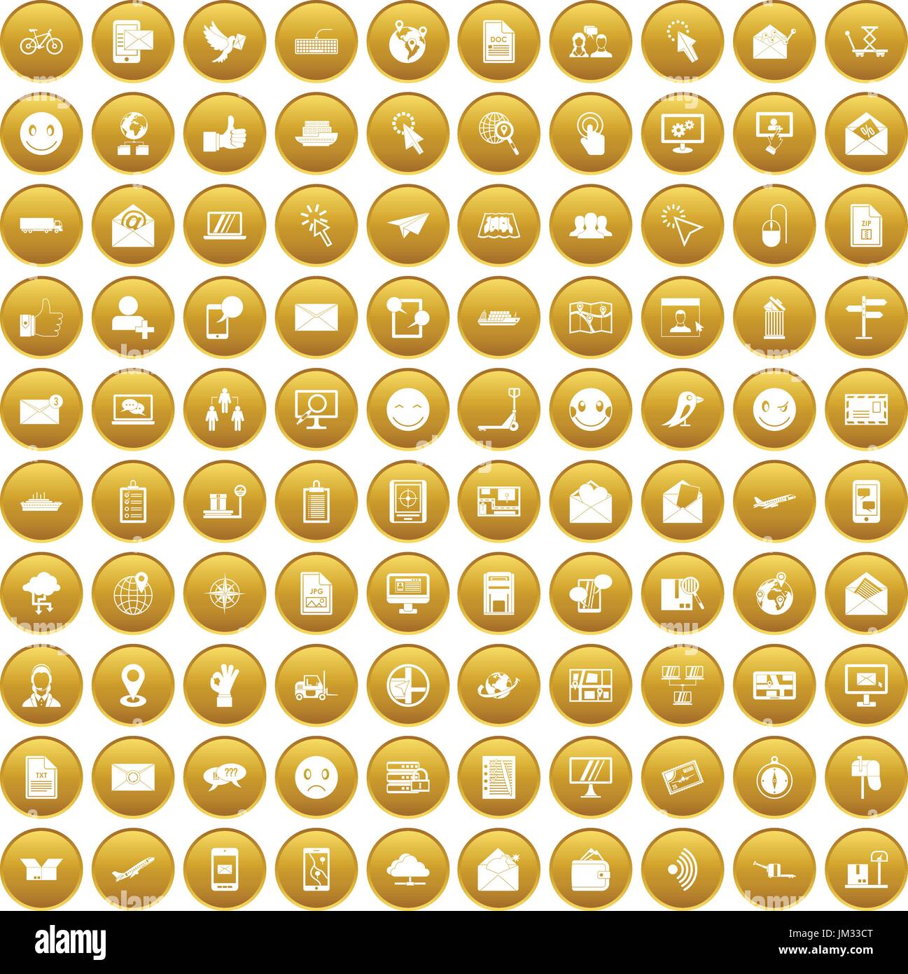 100 mail icons set gold Stock Vector Image & Art - Alamy