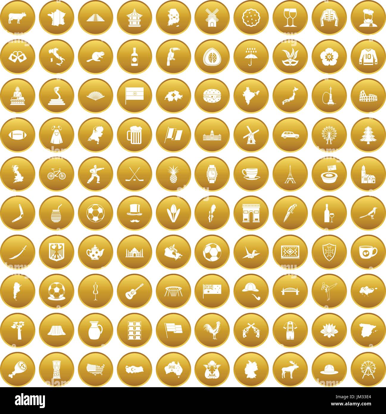 100 map icons set gold Stock Vector Image & Art - Alamy