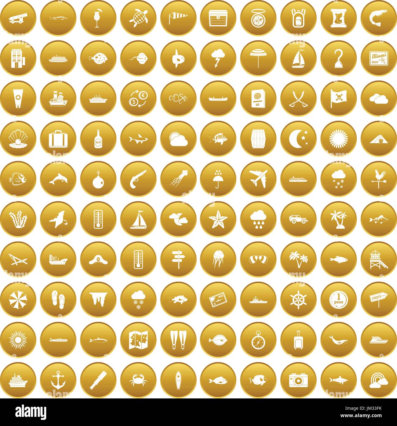 100 marine environment icons set gold Stock Vector Image & Art - Alamy