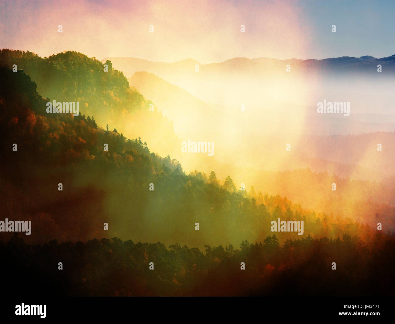 Film grain effect. View on a big rounded hill from plane, beautiful ...