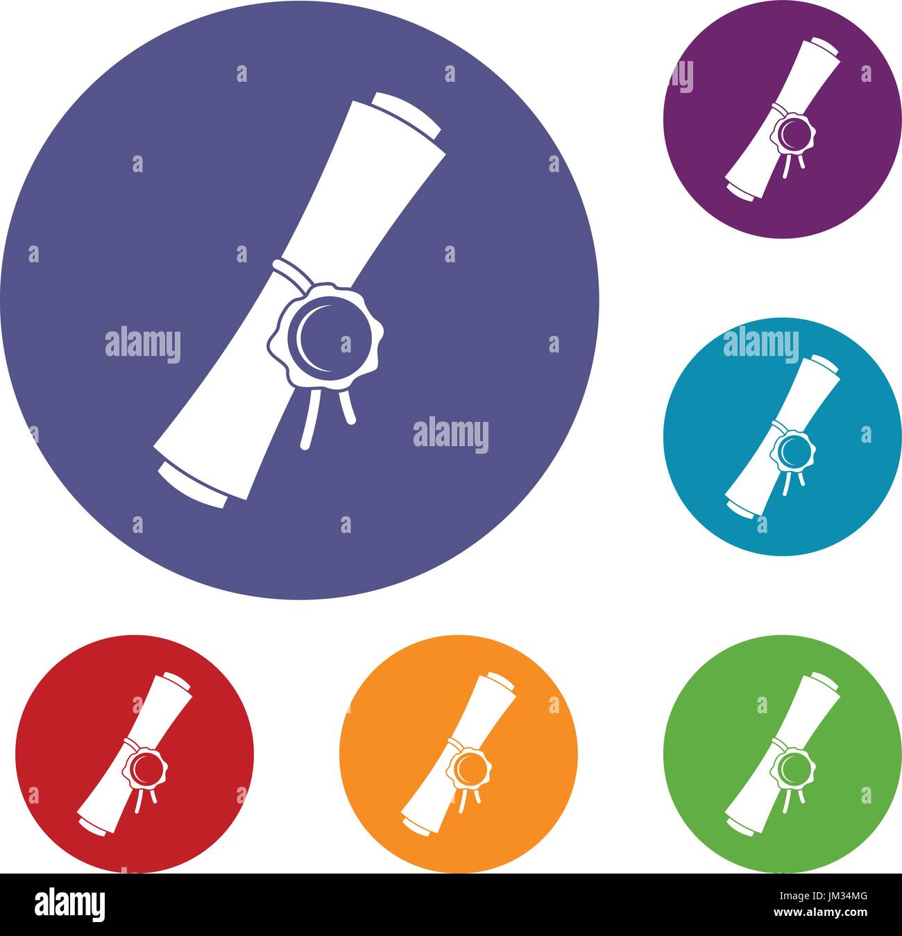 Old rolled paper with a red wax seal icons set Stock Vector Image & Art ...