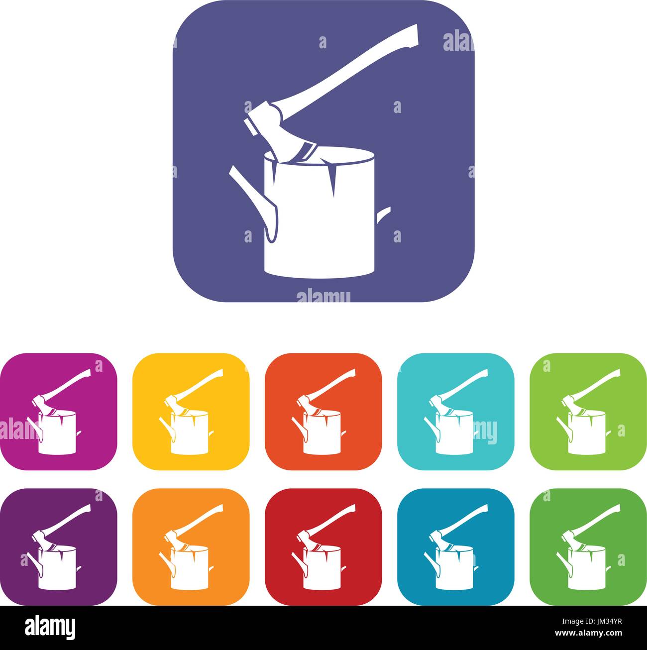 Axe stuck in a tree stump icons set Stock Vector Image & Art - Alamy