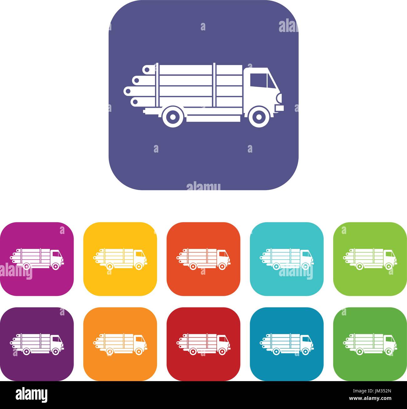 Log truck with the pile of logs icons set Stock Vector Image & Art - Alamy