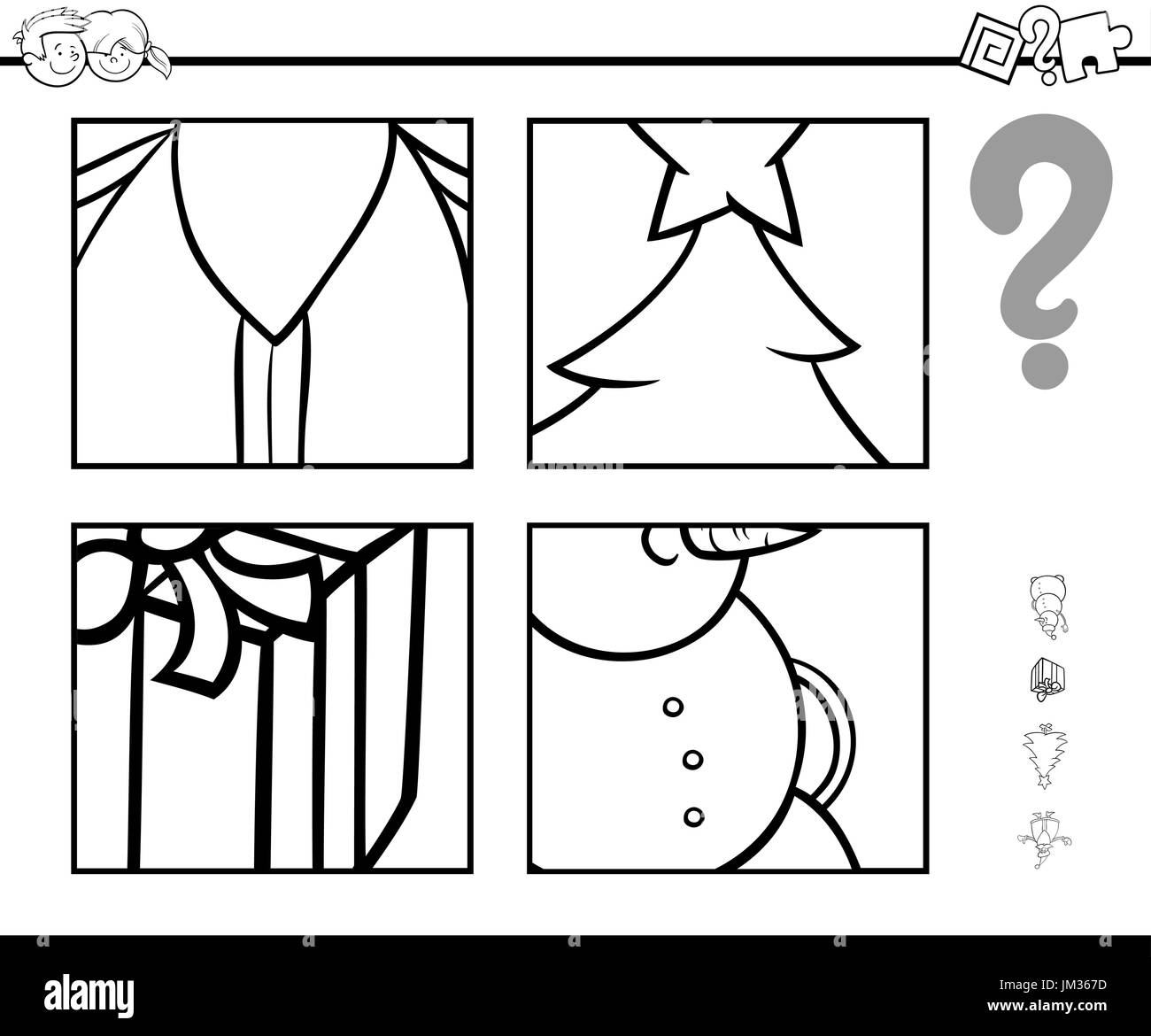 Black and White Cartoon Illustration of Educational Game of Guessing ...