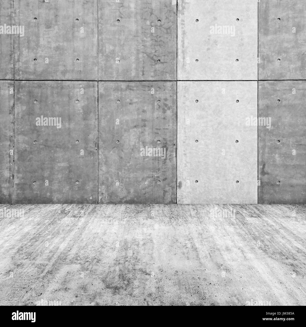 Abstract square white interior, empty room with concrete wall and floor ...