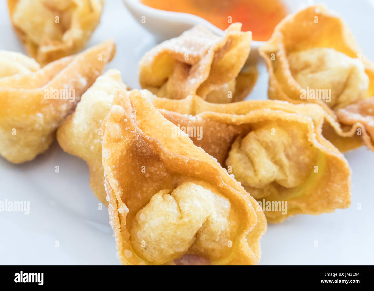 Crispy fried wonton with the pork in the traditional Thai style and the ...
