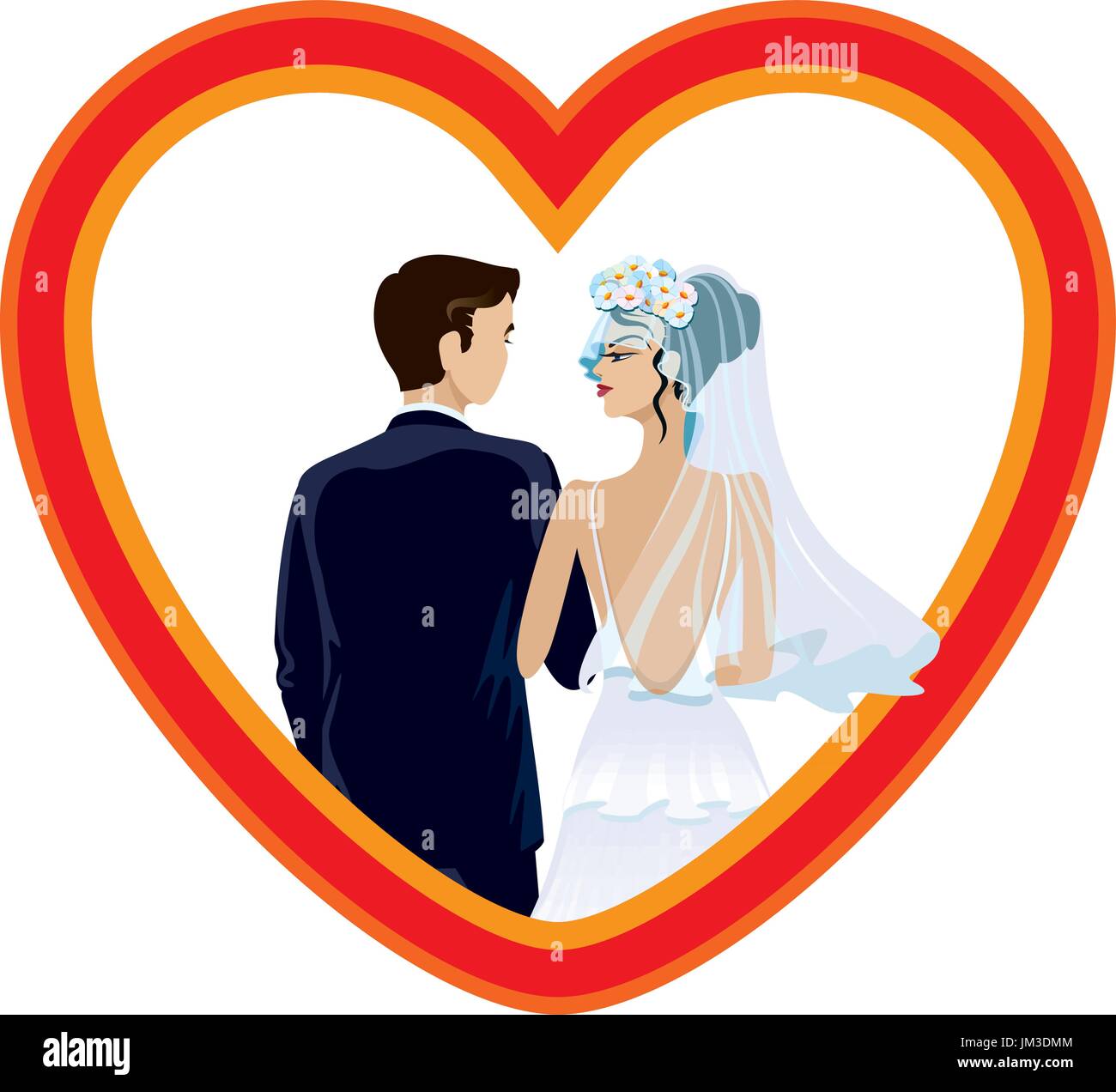 Bride And Groom In Heart Clipart