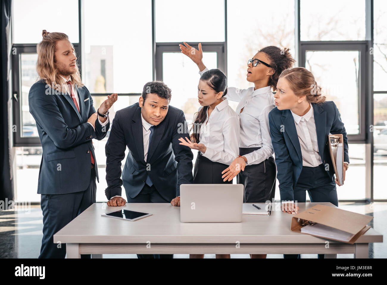 multicultural business team quarreling in office, brainstorming team ...