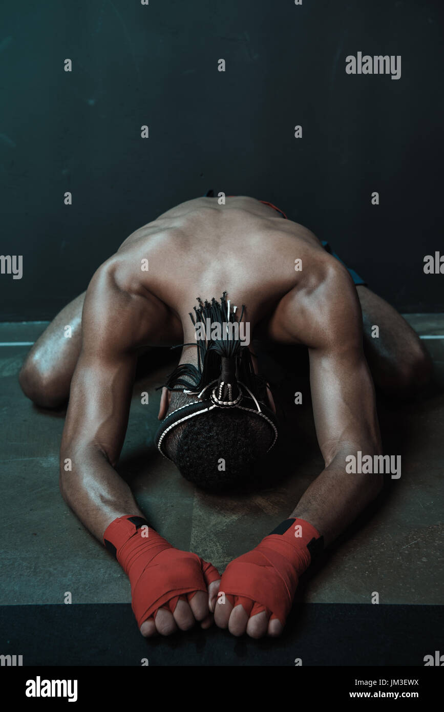 Muay Thai athlete training at Thai boxing indoors, ultimate fight ...