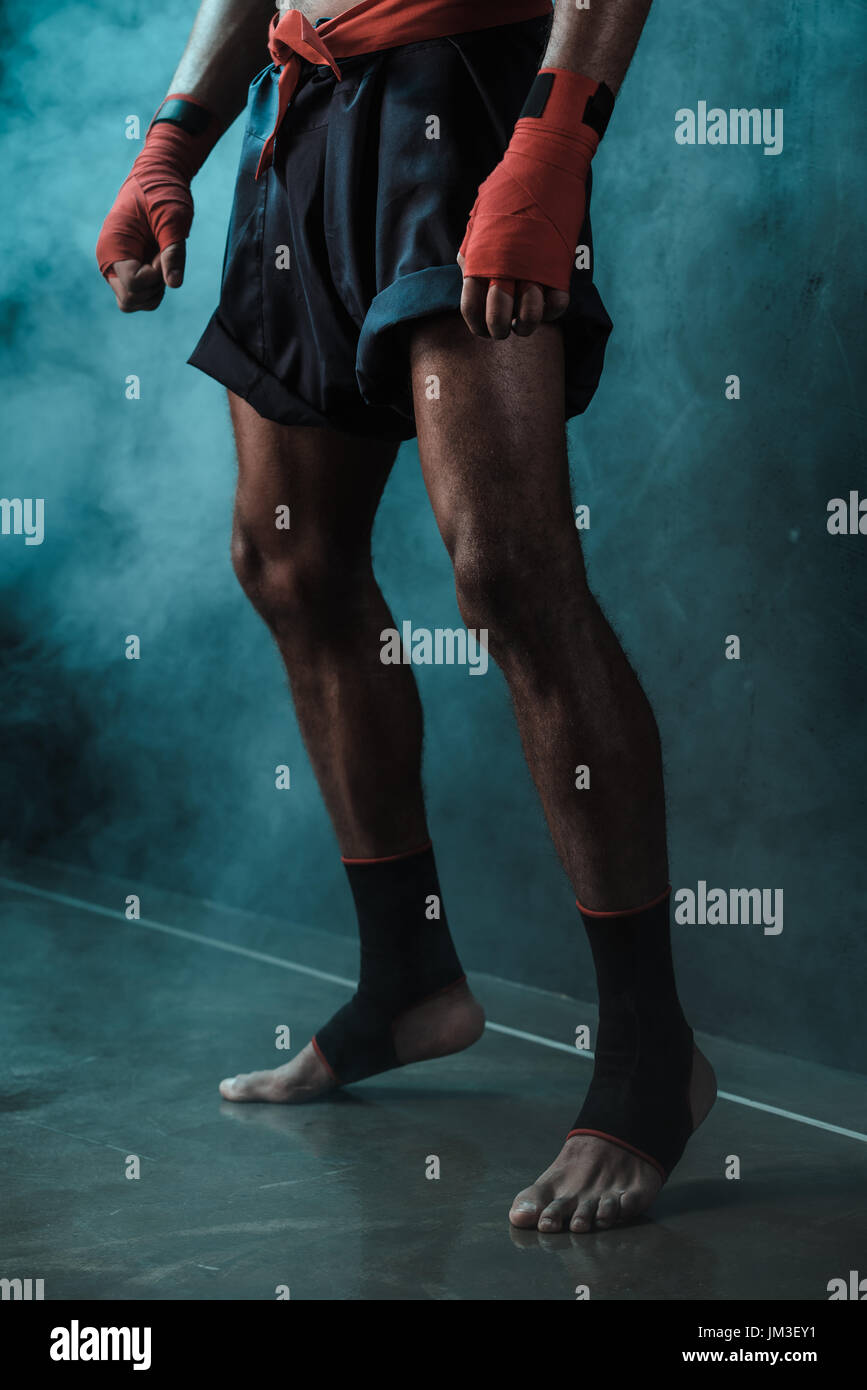 Muay Thai athlete training at Thai boxing indoors, ultimate fight ...