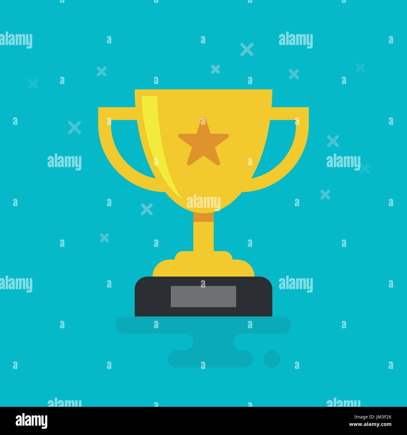 Trophy Cup Vector Flat Icon with star on cyan background Stock Vector ...
