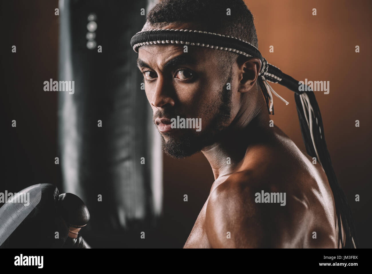 portrait of confident muay thai fighter with mongkhon on head Stock ...