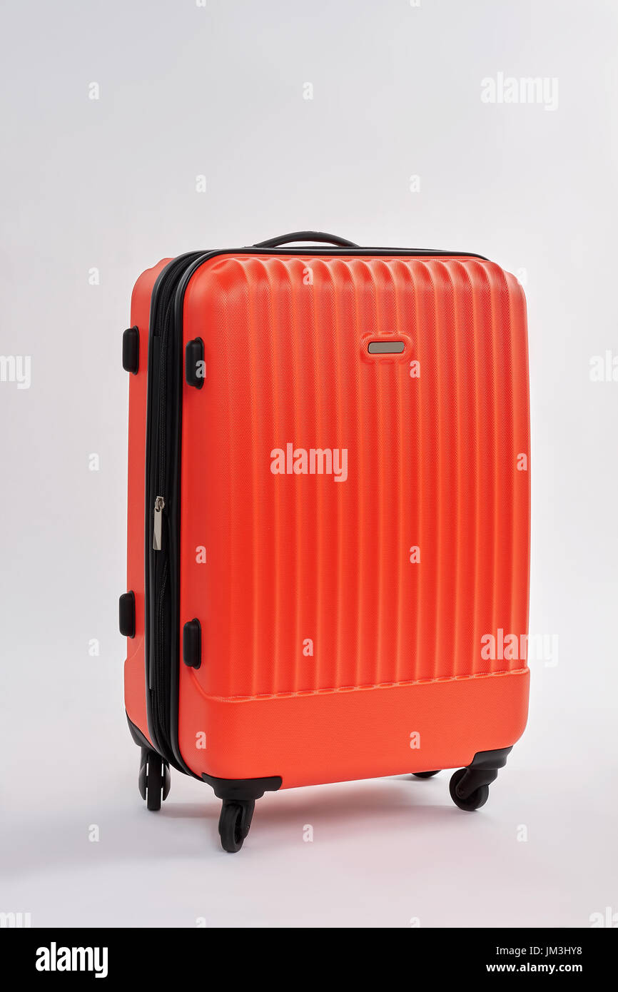 Closed case with baggage isolated. Relocation with packed suitcase ...