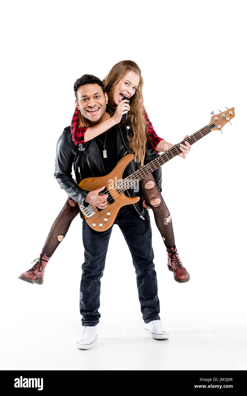 Couple holding microphone hi-res stock photography and images - Alamy