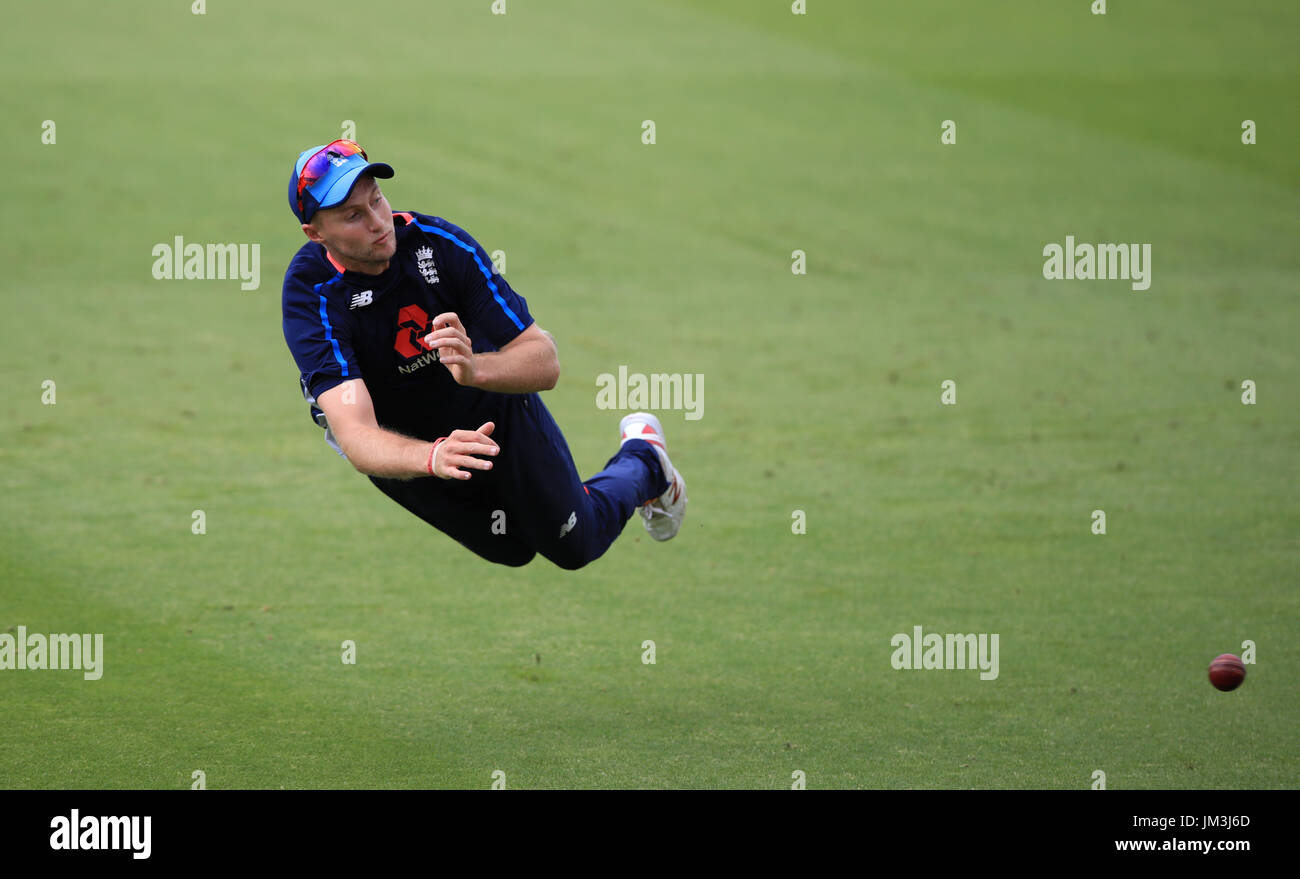 England captain Joe Root during a nets session at the Kia Oval, London ...
