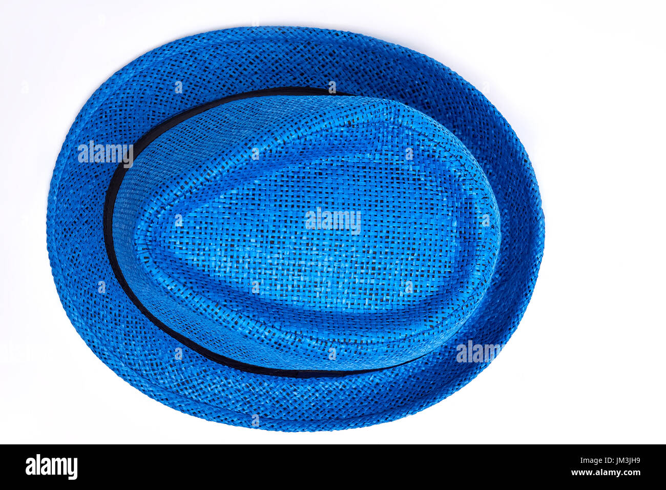 Unisex blue hat, top view. Woven headwear for beach vacation Stock ...