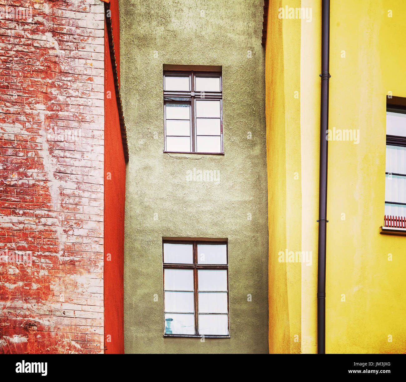 Retro stylized picture of an old house facade Stock Photo - Alamy