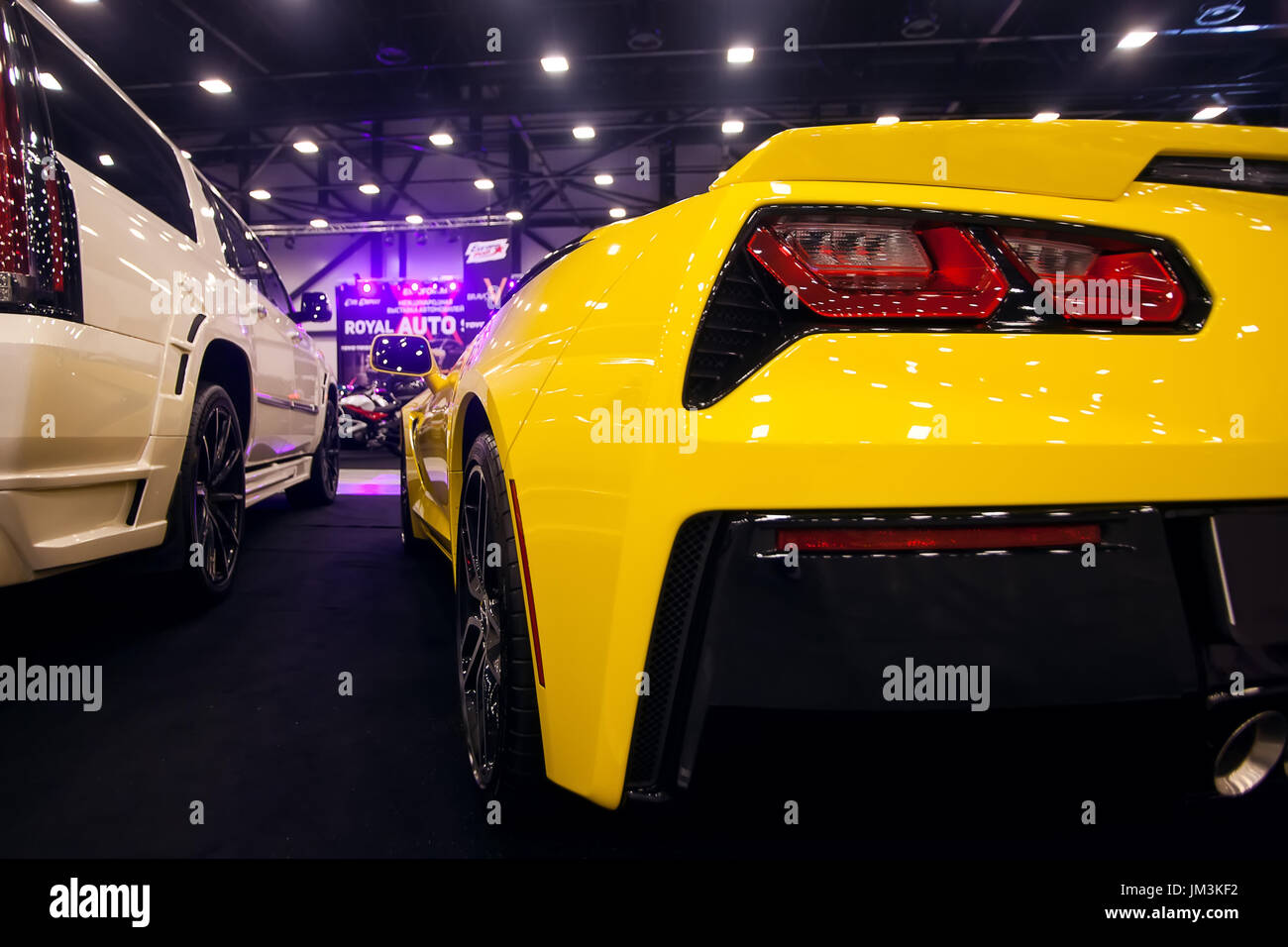 Back view of Yellow Corvette Stingray C7 Stock Photo - Alamy
