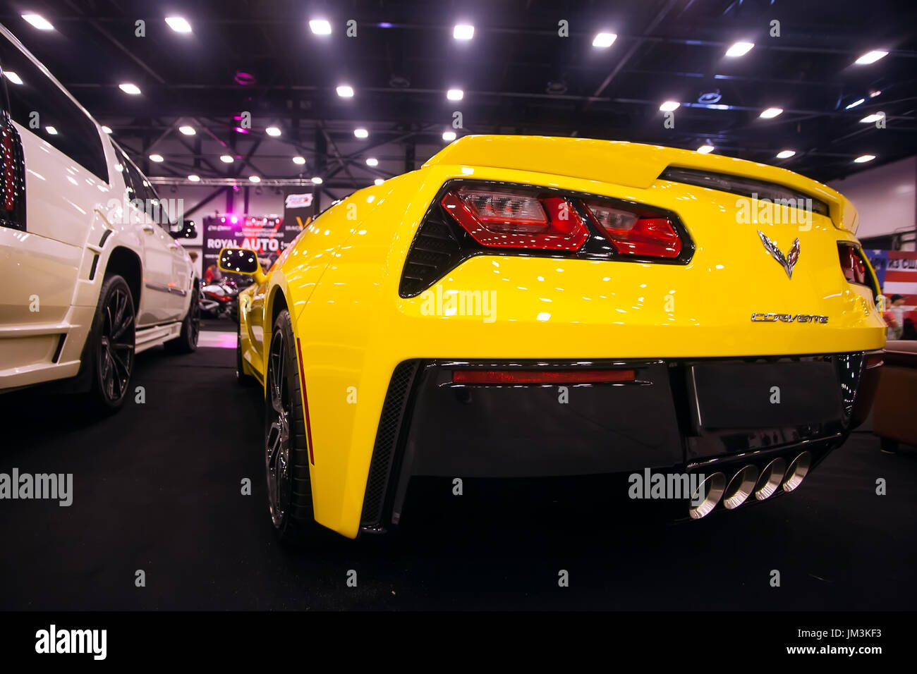 Back view of Yellow Corvette Stingray C7 Stock Photo - Alamy