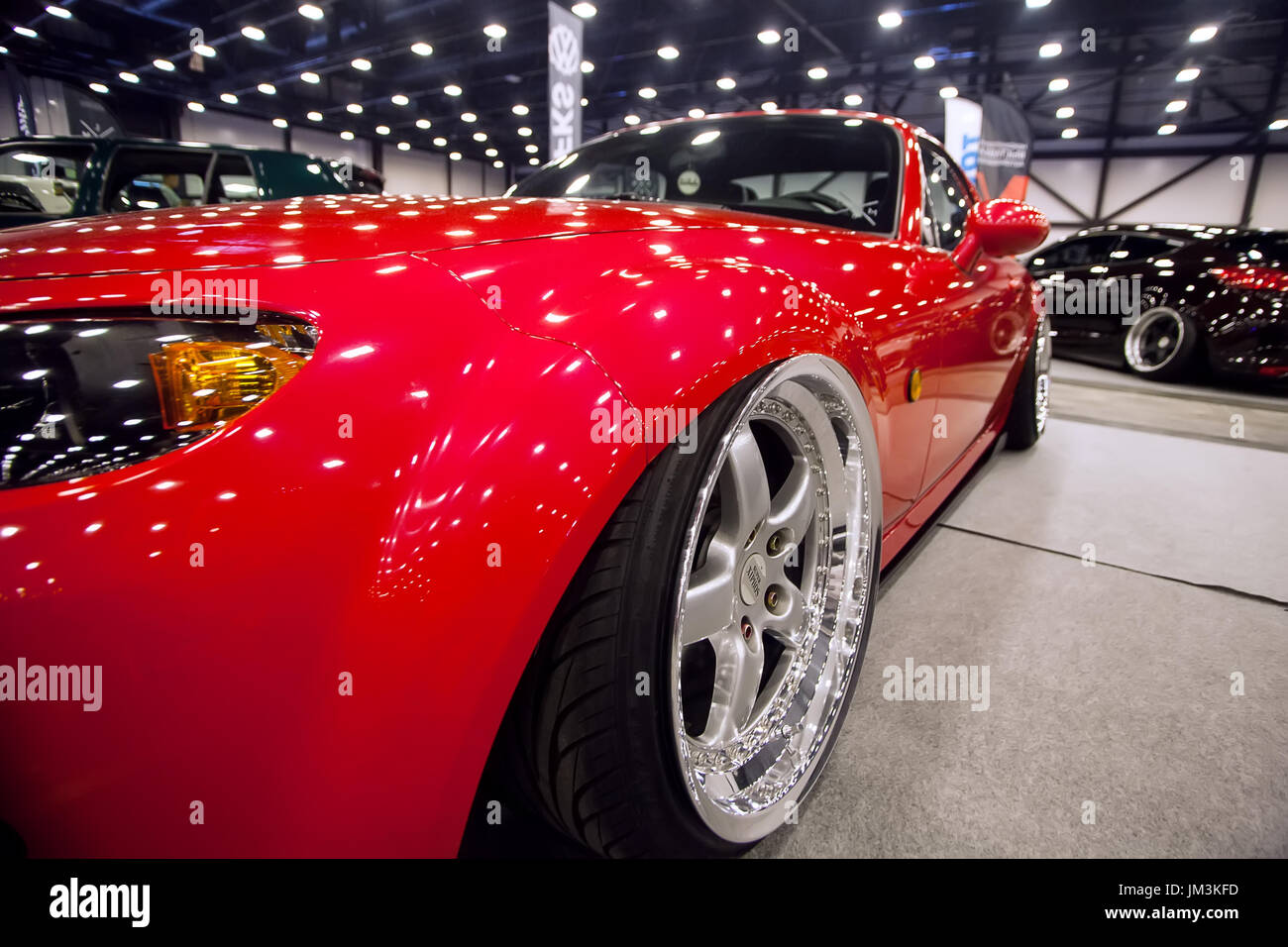 Front view of red car with sport tuning Stock Photo - Alamy