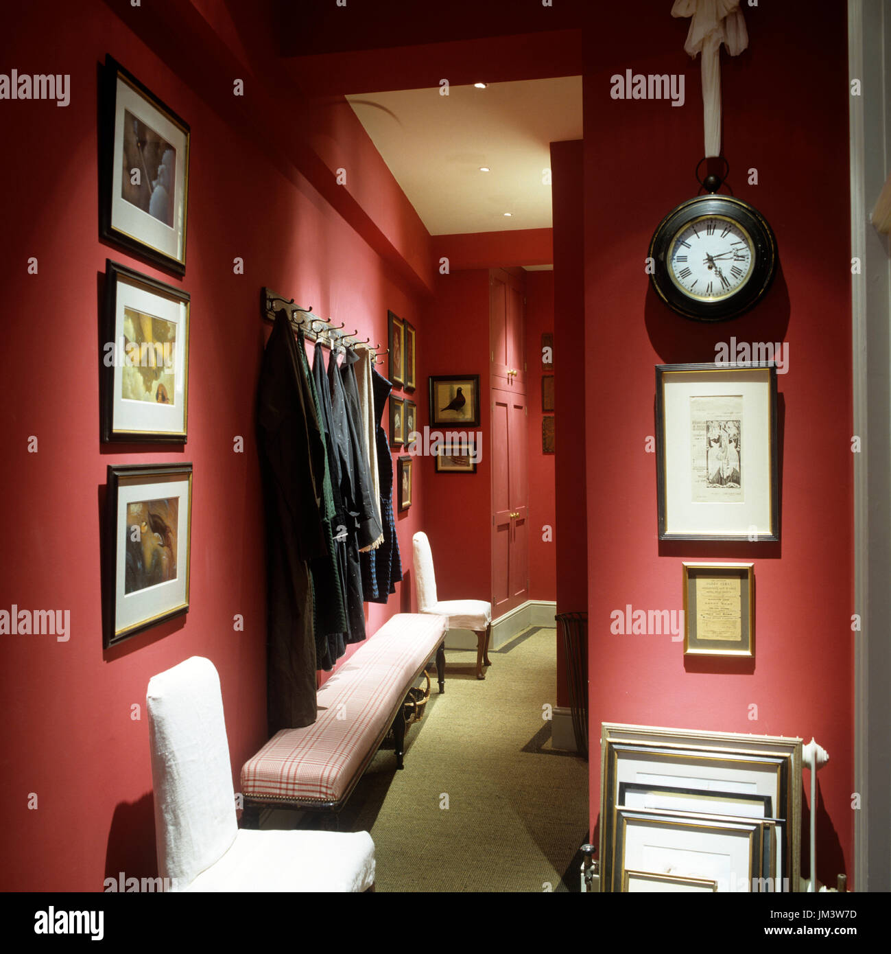 Contemporary red hallway Stock Photo - Alamy