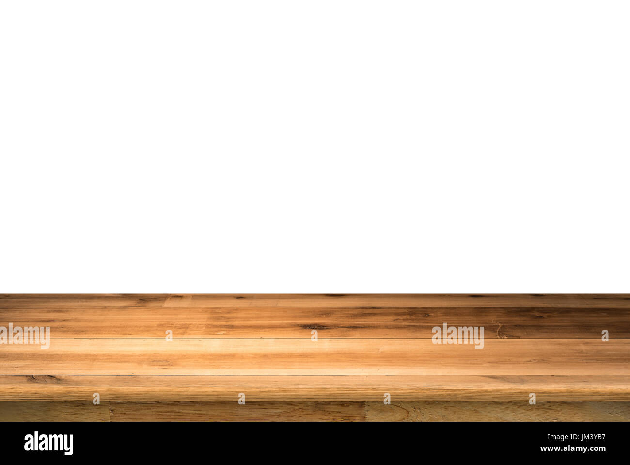 empty wooden counter on white background Stock Photo - Alamy