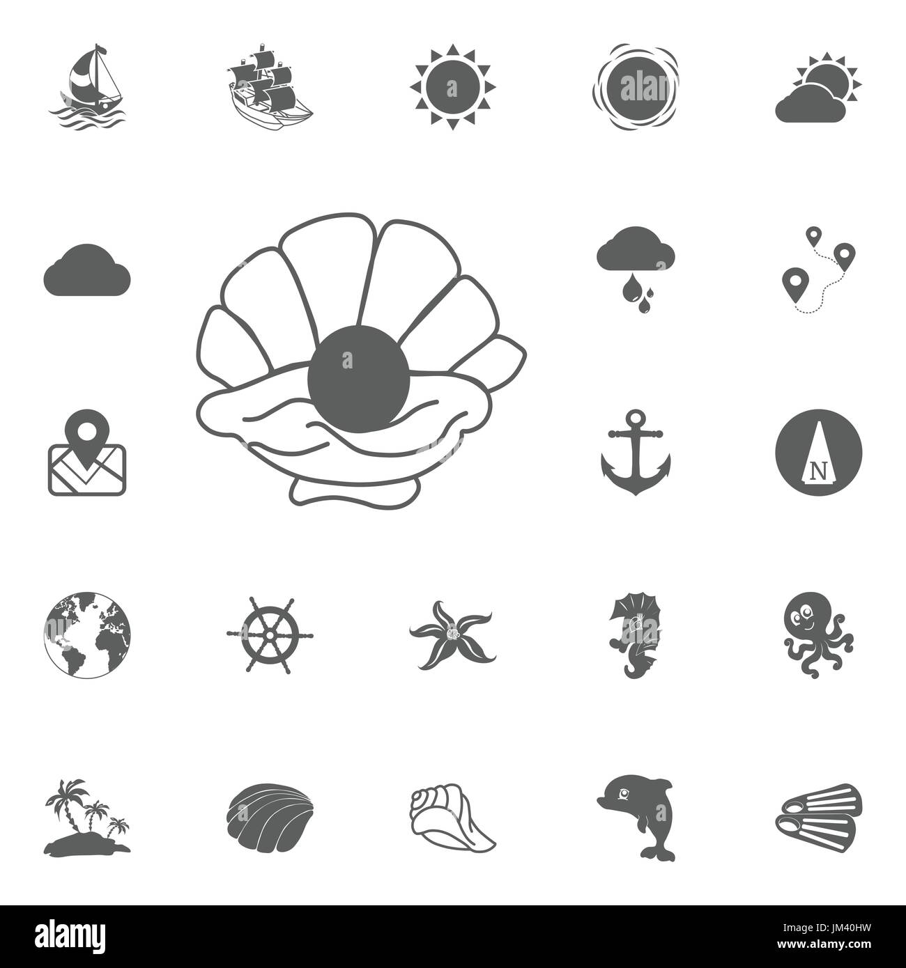 Pearl in a shell vector illustration isolated on white background Stock ...