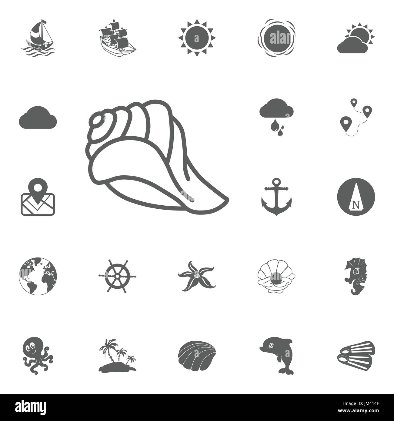 shell icon sea marine silhouette ocean symbol sign nature vector ...