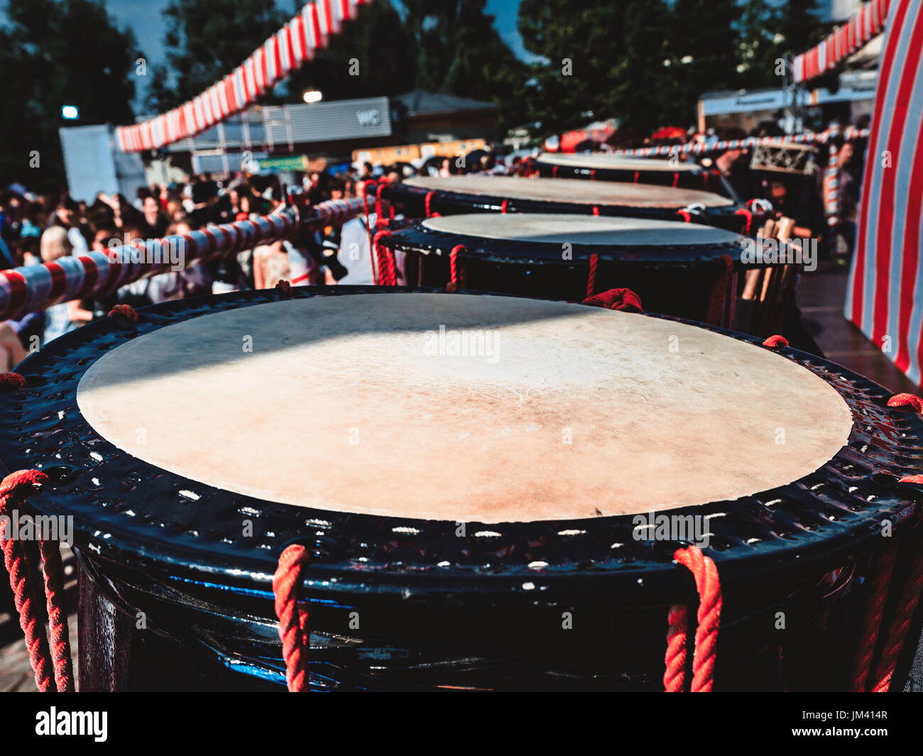 Taiko drums o-kedo on scene background. Musical instrument of Asia ...