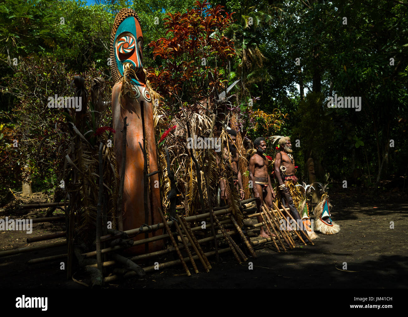 Portrait of chieftain Etul on the Rom dance area in front of a giant ...