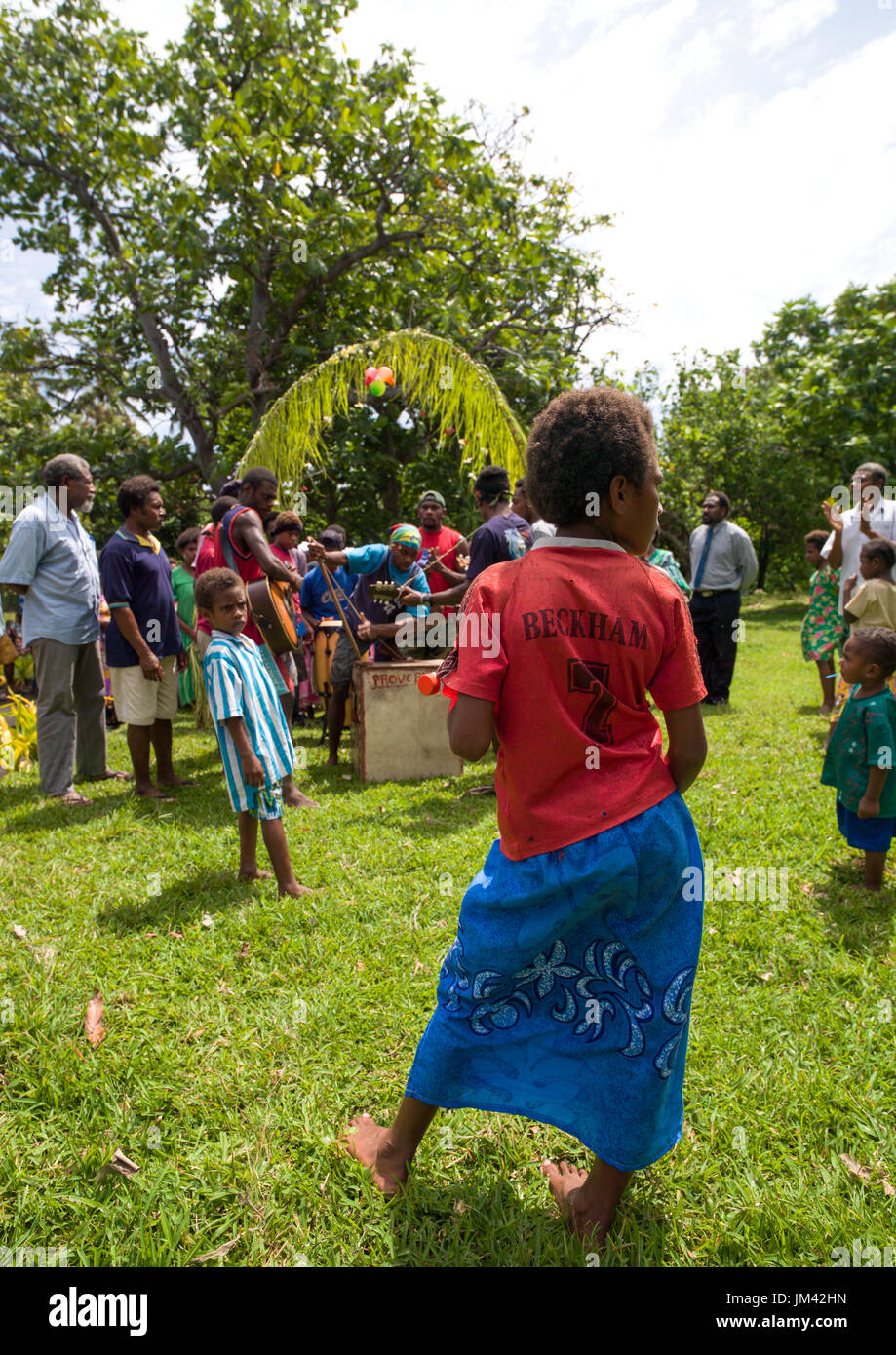 Musicians during a traditional wedding in the tribe, Malampa Province ...