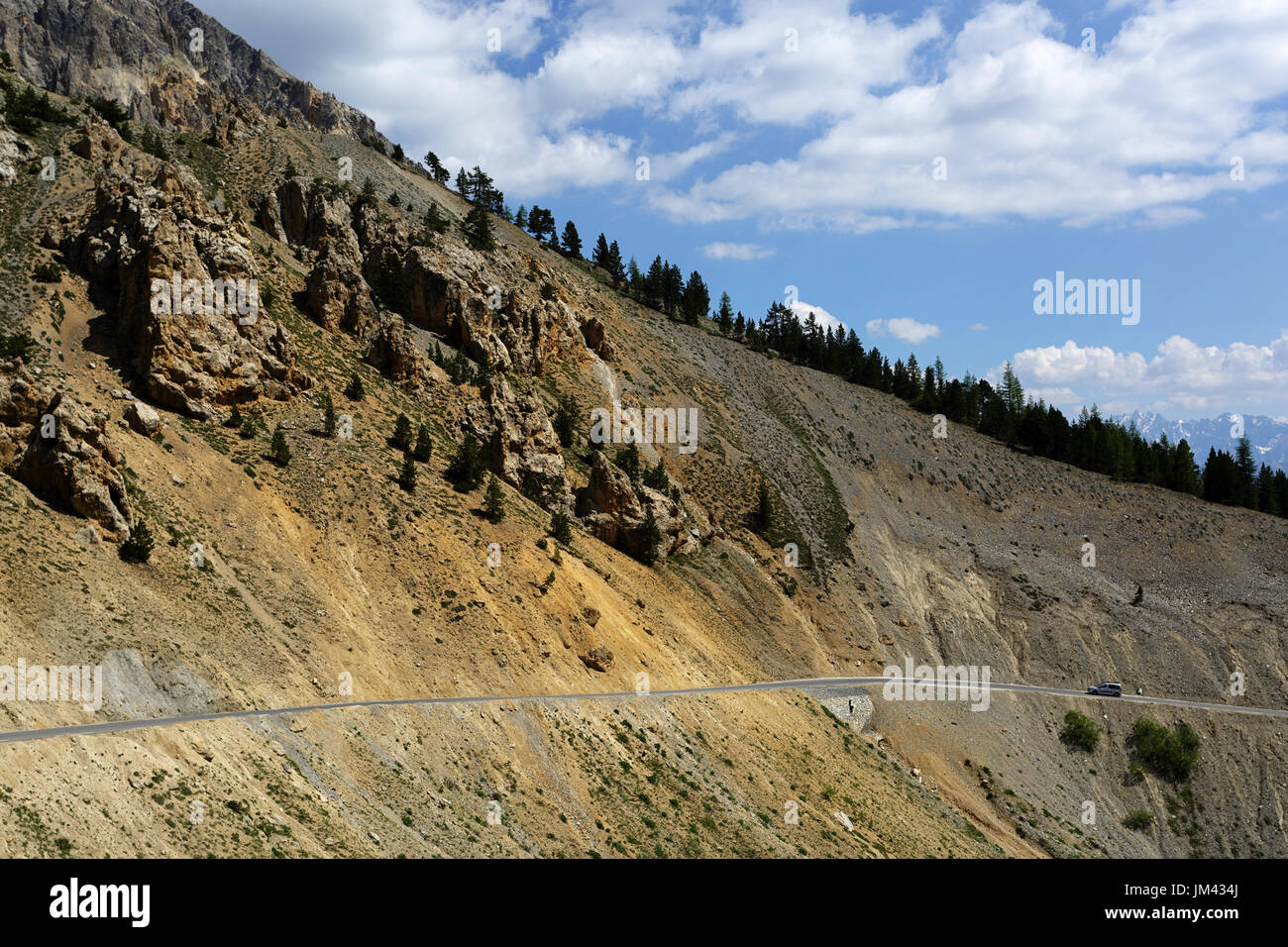 Mountain road at Casse Deserte near Col d'Izoard, Hautes-Alpes, France ...