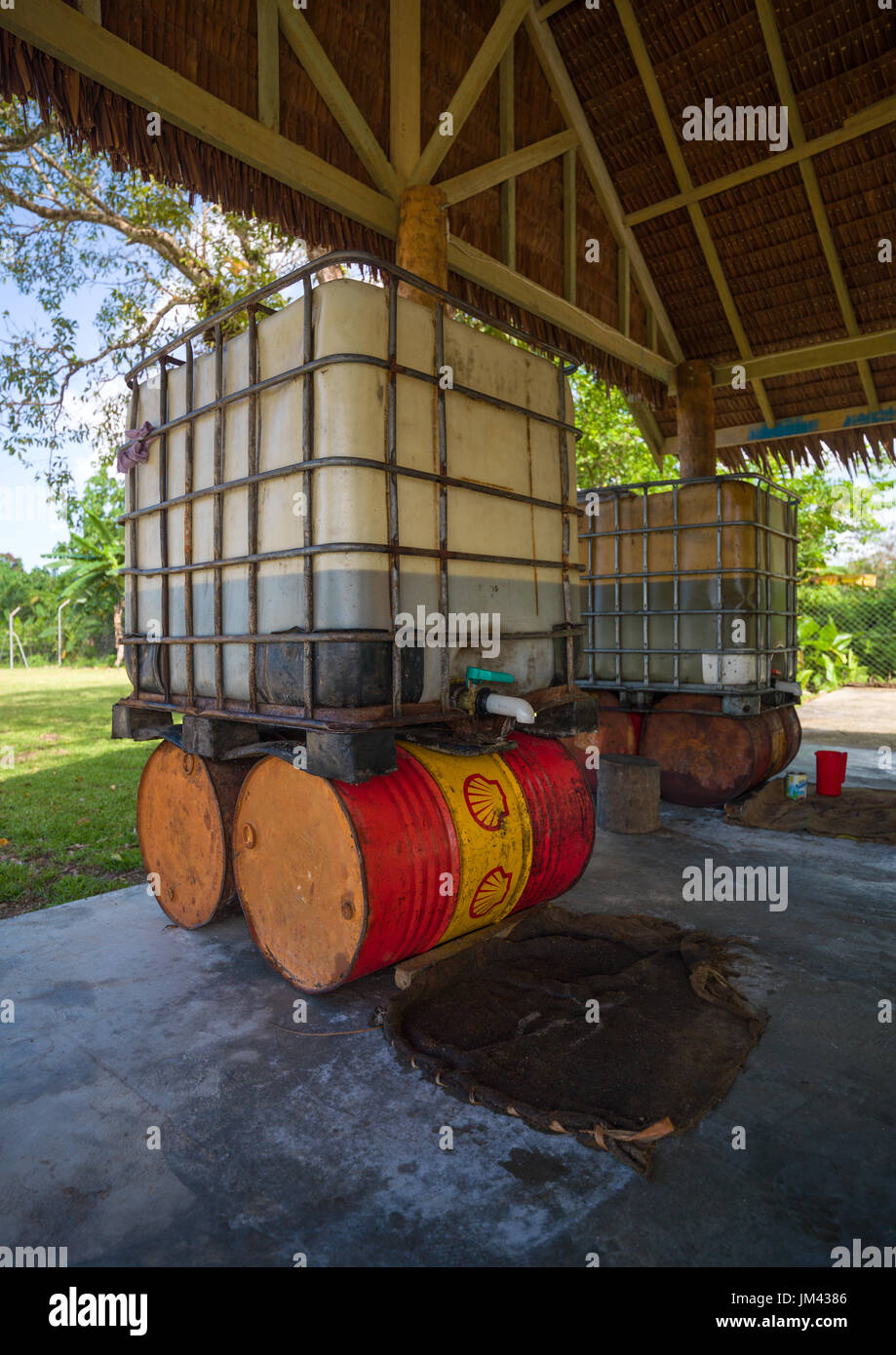Coconut oil barrels produced as an alternative fuel energy, Espiritu ...