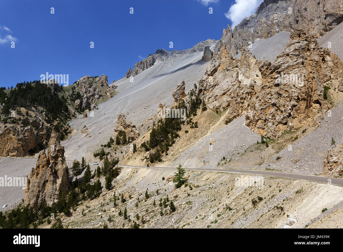 Mountain road at Casse Deserte near Col d'Izoard, Hautes-Alpes, France ...