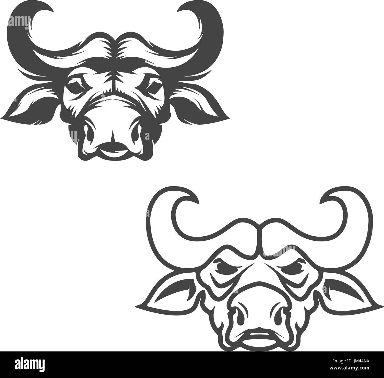 Set of buffalo heads isolated on white background. Design elements for ...