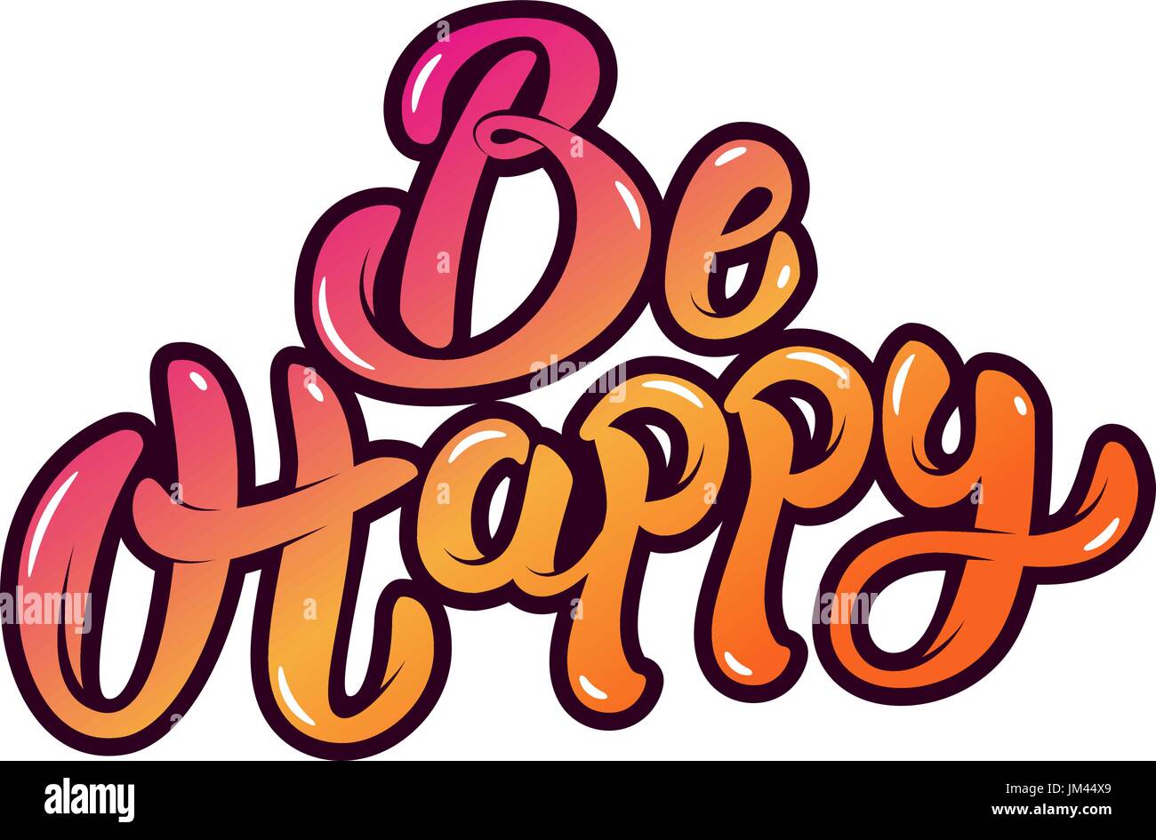 Be Happy. Hand drawn lettering isolated on white background. Design ...