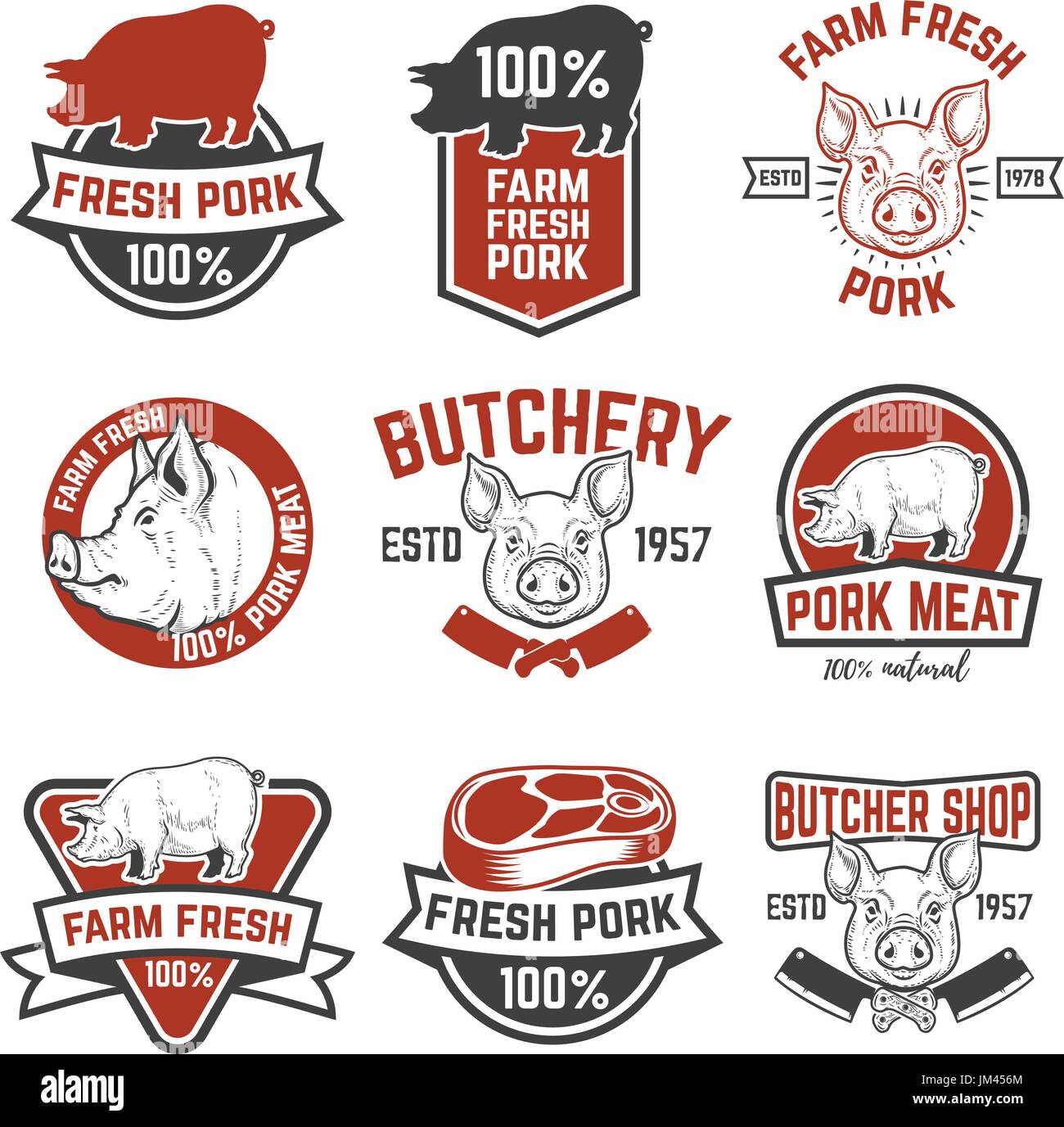farm fresh pork meat emblems. Design elements for logo, label, sign ...