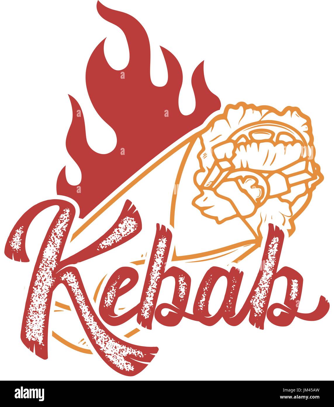 kebab. Handwritten lettering logo, label, badge. Emblem for fast food ...