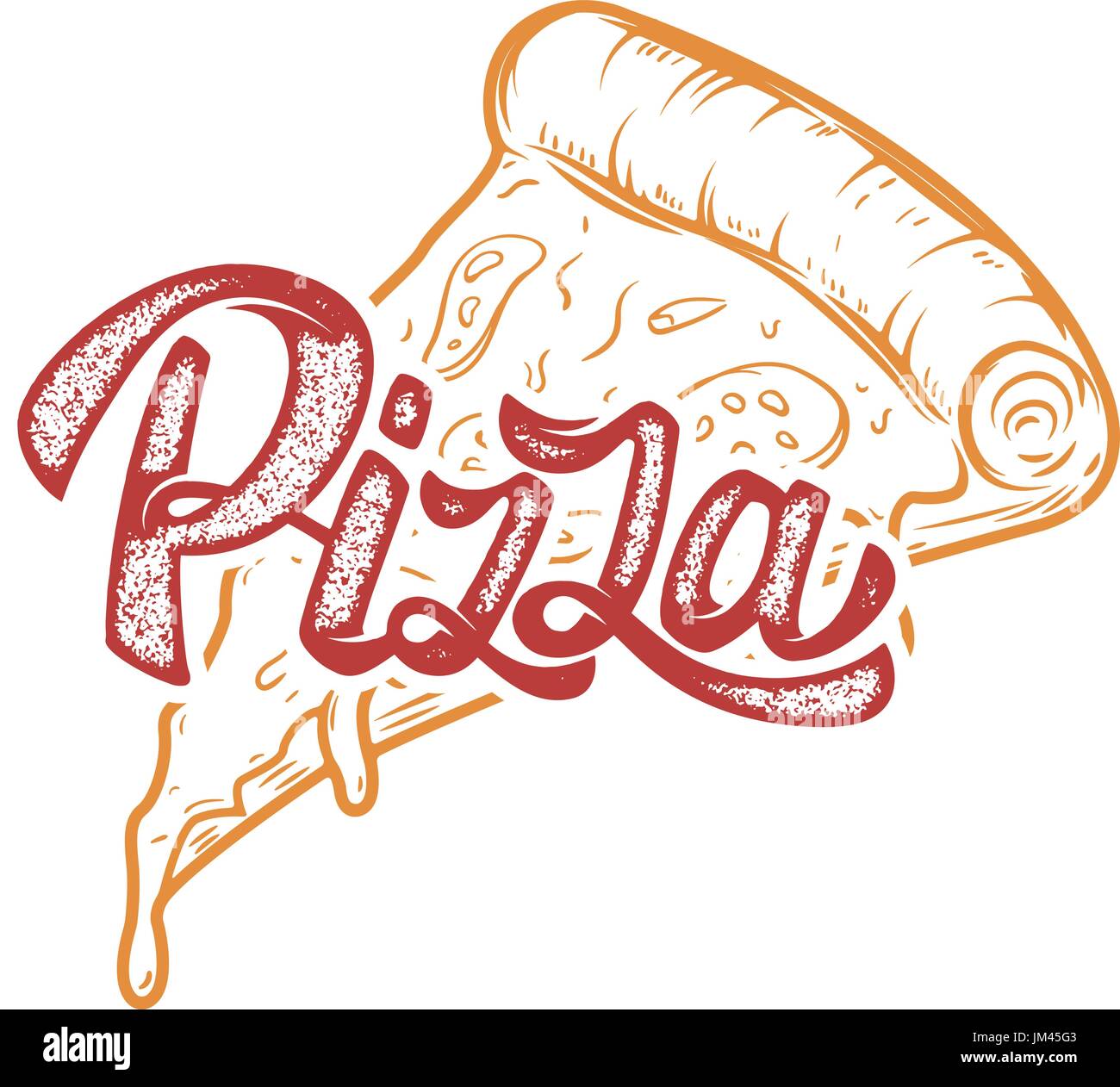 Pizza hand written lettering logo, label, badge. Emblem for fast food ...